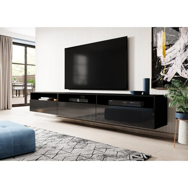 Cade Floating TV Unit for TVs up to 88" - Black | Floating TV Units ...