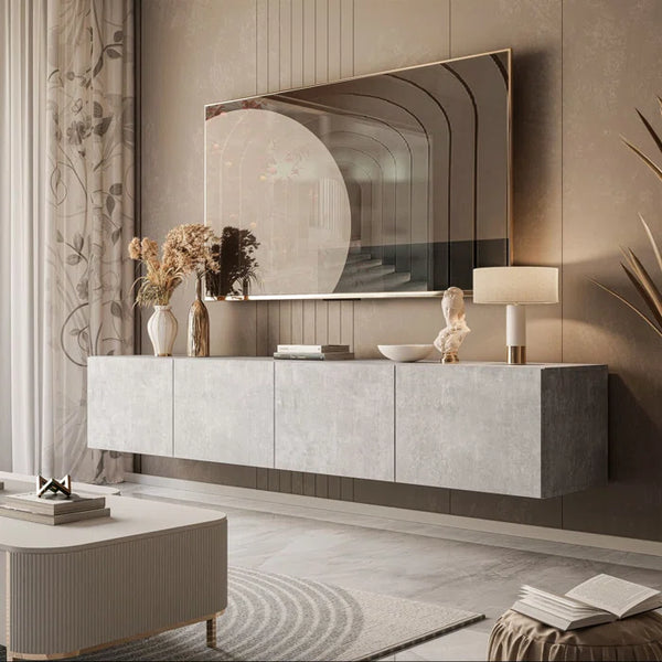 Alaia Floating TV Unit for TVs up to 46" - Concrete | Floating TV Units ...