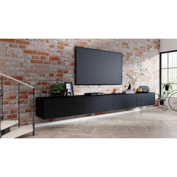 Tucker Floating TV Unit for TVs up to 88" - Matte Black | Floating TV ...