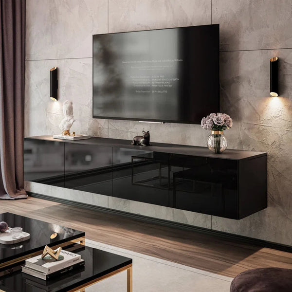 Alex Floating TV Unit for TVs up to 88" - Black | Floating TV Units ...