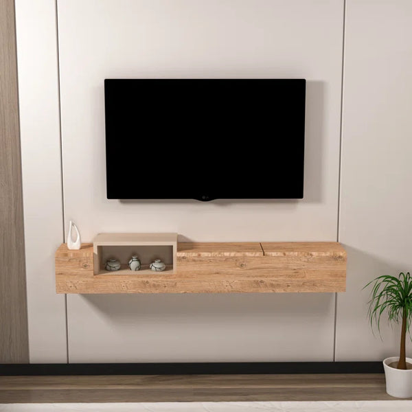 Tilly Floating TV Unit for TVs up to 65" - Atlantic Pine & Beige ...