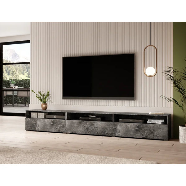 Cade Floating TV Unit for TVs up to 88" - Dark Grey Marble | Floating ...