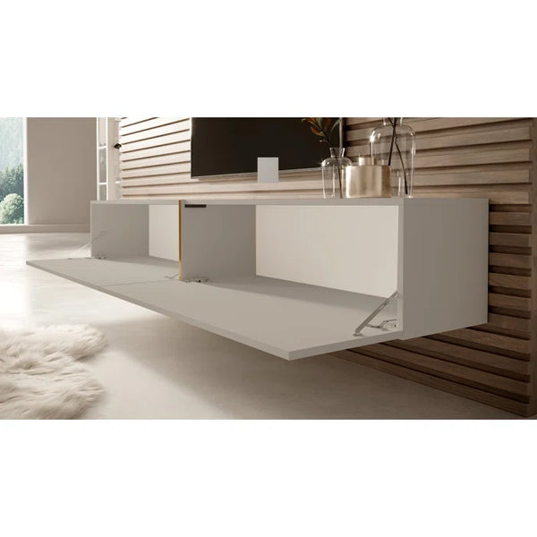 Ayla Floating TV Unit for TVs up to 88" - Grey & Gold | Floating TV ...