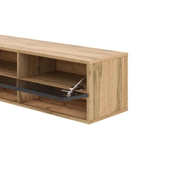 Zyro Floating TV Unit for TVs up to 88" - Oak & Black | Floating TV ...