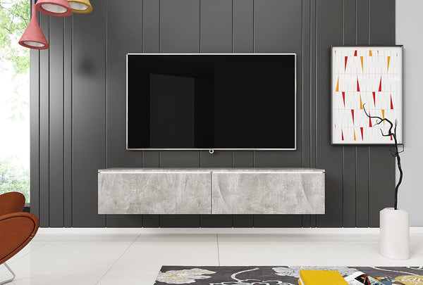 Beeching Floating TV Unit for TVs up to 65" - Concrete | Floating TV ...