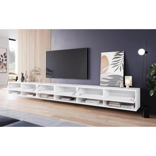 Cole Floating TV Unit for TVs up to 88" - White Gloss | Floating TV ...