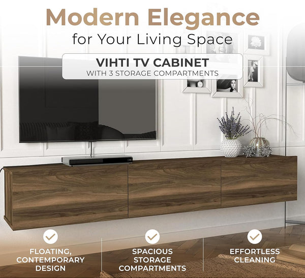 Jazz Floating TV Cabinet for TVs up to 75'' - Walnut - Floating TV Units