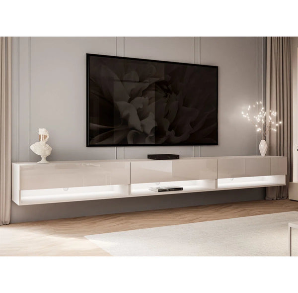 Kira LED Wall TV Console for TVs up to 70'' - High-Gloss Cashmere ...