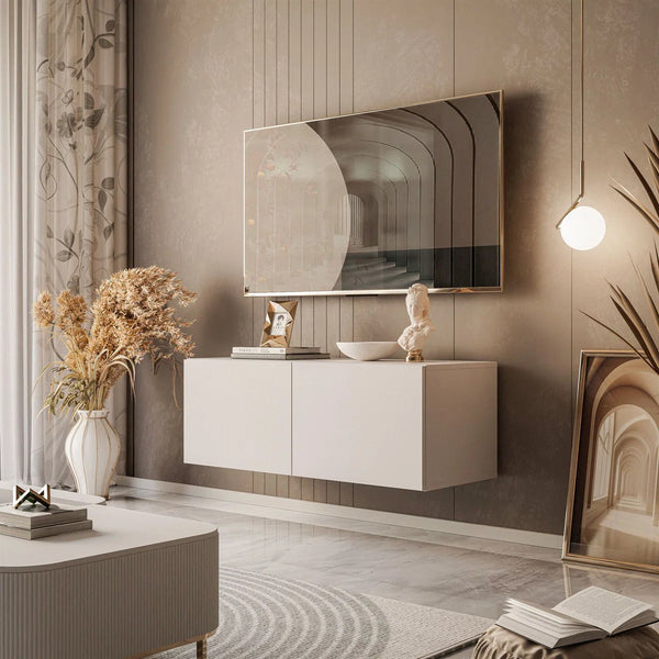 Quinn Wall-Mounted TV Cabinet for Up to 40" - Cashmere - Floating TV Units