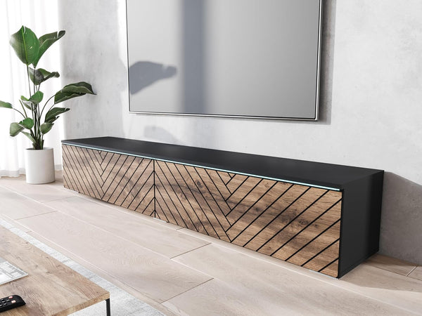 Jax Floating TV Unit for TVs up to 75" - Black Herringbone Pattern ...