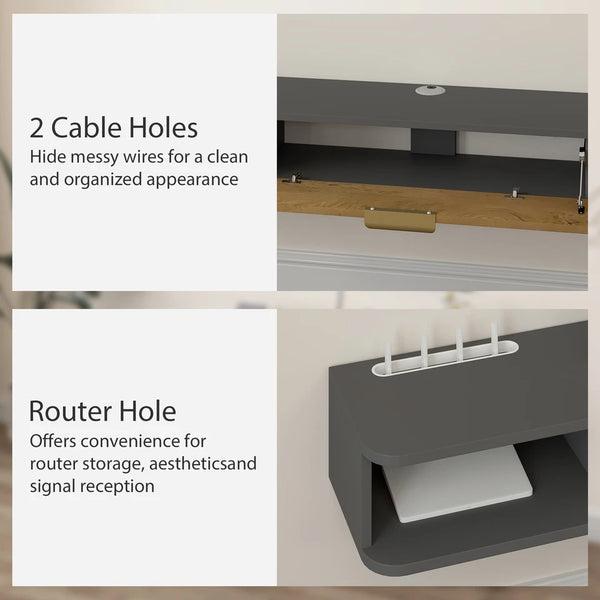 Ava's Floating Entertainment Ledge for TVs up to 50'' - Grey & Wood Gr ...