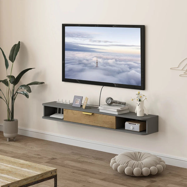 Zac Floating TV Console with Storage for TVs up to 50''- Grey/Oak ...