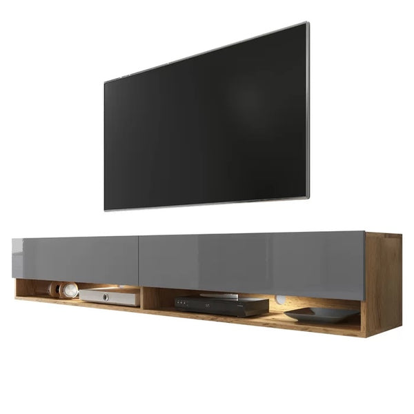 Toler Floating TV Unit for TVs up to 75" - Golden Oak & Grey Gloss ...