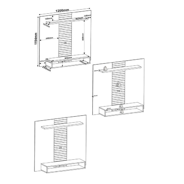 Axel Floating TV Unit for TVs up to 55" - Oak & Grey | Floating TV ...
