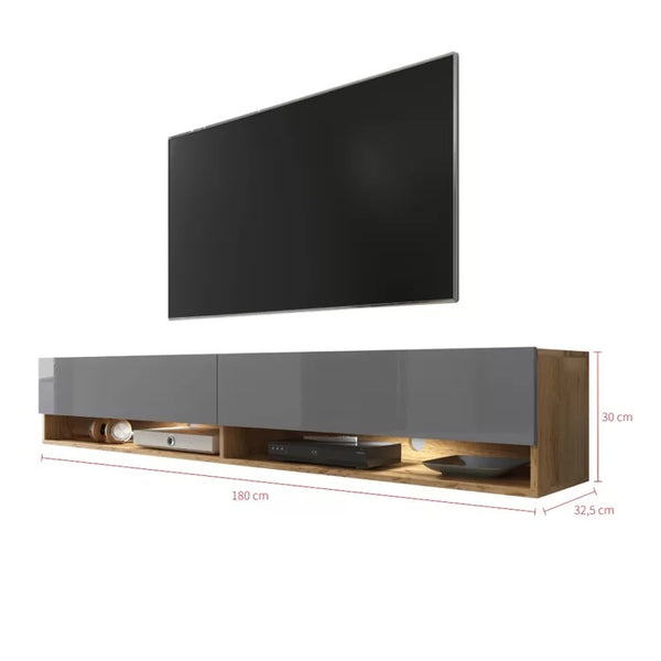 Toler Floating TV Unit for TVs up to 75" - Golden Oak & Grey Gloss ...
