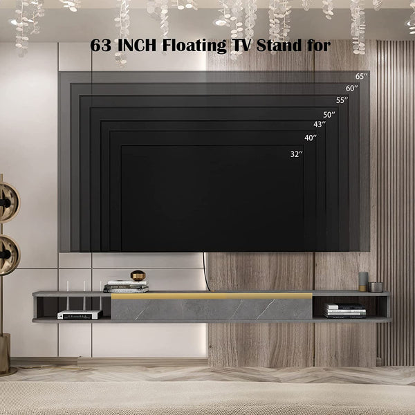 Ector Floating TV Unit for TVs up to 70" - Dark Grey | Floating TV ...