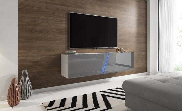 Montery Floating TV Unit - White Matte & Grey High Gloss - | Floating ...